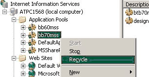 Recycling the Application Pool (Aurea.CRM web)