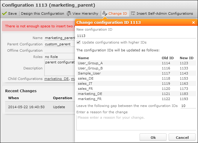 Changing Configuration IDs